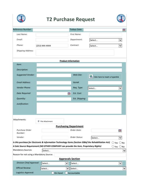 Stationary request form