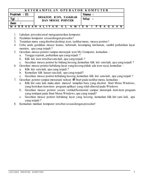 LATIHAN PRAKTIKUM MICROSOFT WORD | DOCX