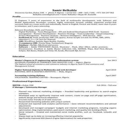 Belkahla Samir CV 002 | PDF