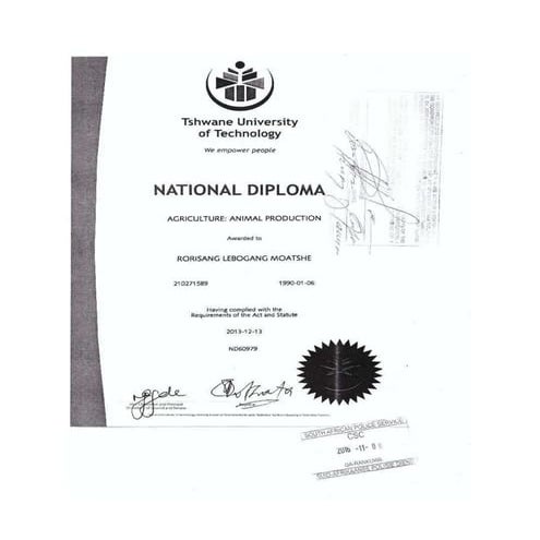 animal production diploma | DOCX