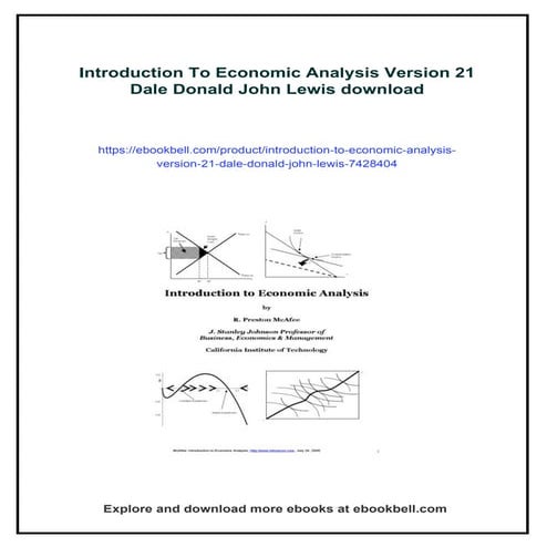 Introduction To Economic Analysis Version 21 Dale Donald John Lewis | PDF