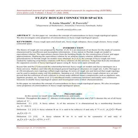 FUZZY ROUGH CONNECTED SPACES | PDF