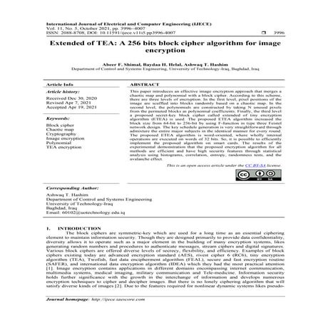 Extended Of Tea A 256 Bits Block Cipher Algorithm For Image Encryption Pdf 
