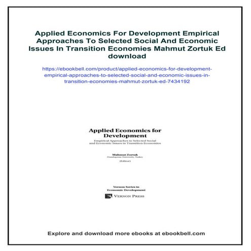 Applied Economics For Development Empirical Approaches To Selected ...
