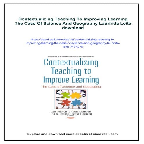 Contextualizing Teaching To Improving Learning The Case Of Science And ...