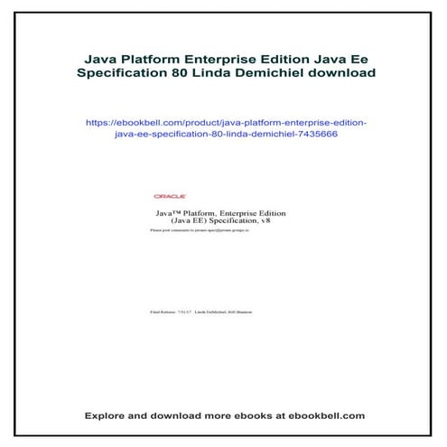 Java Platform Enterprise Edition Java Ee Specification 80 Linda Demichiel | PDF