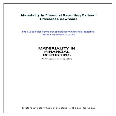Materiality In Financial Reporting Bellandi Francesco | PDF
