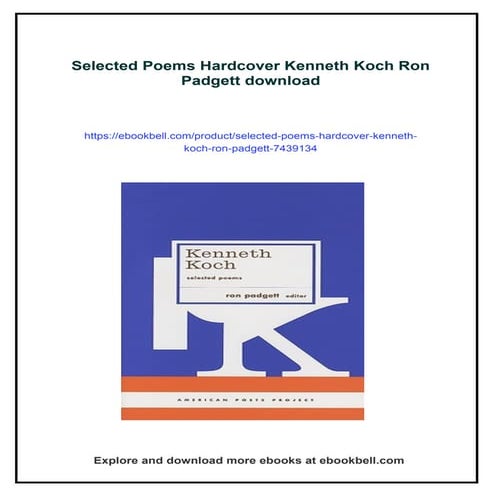 Selected Poems Hardcover Kenneth Koch Ron Padgett | PDF