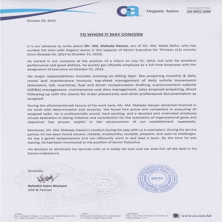 Experience Certificate | PDF