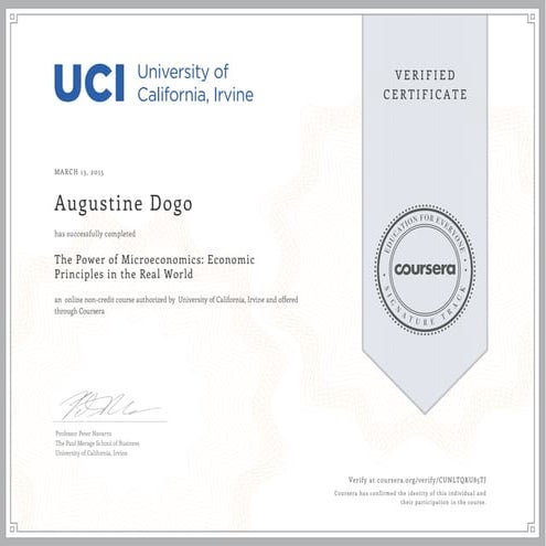 verified certificate economics