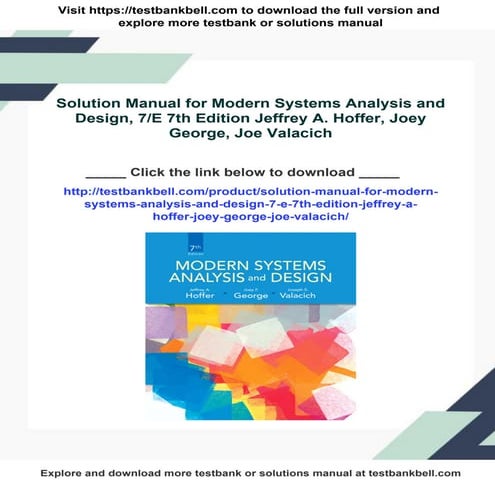 Solution Manual for Modern Systems Analysis and Design, 7/E 7th Edition Jeffrey A. Hoffer, Joey ...