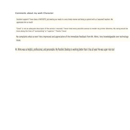 Comments about my work Character | DOCX