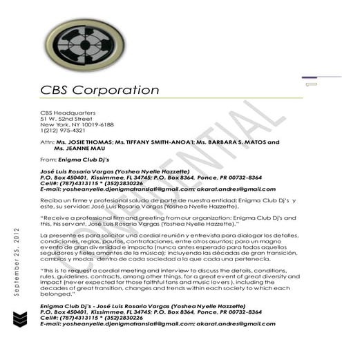 CBS Proposal Sept 2012 | PDF