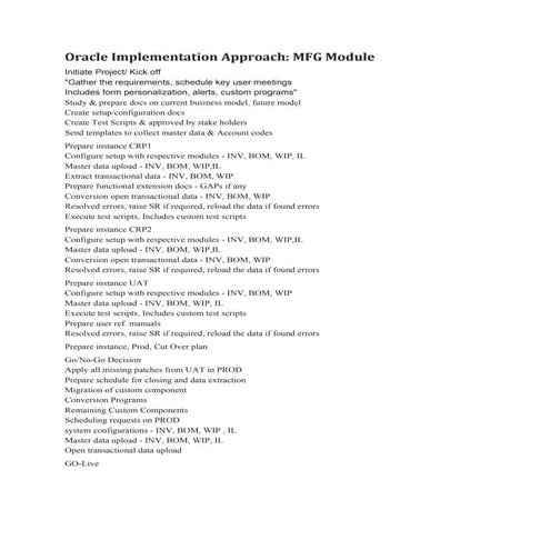 Oracle Implementation Approach | PDF