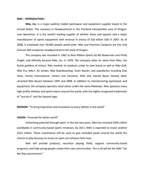 Nike brand analysis | PPT | Sports Equipment | Sports