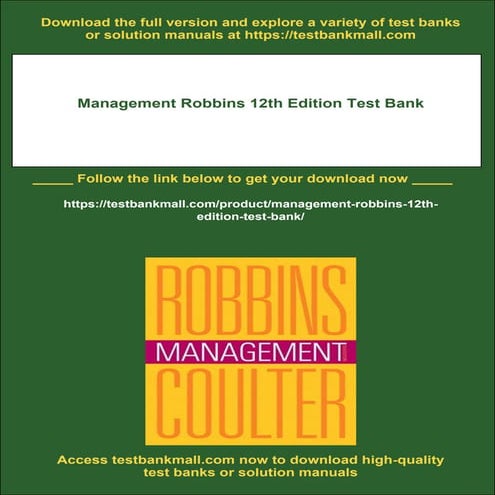Management Robbins 12th Edition Test Bank | PDF