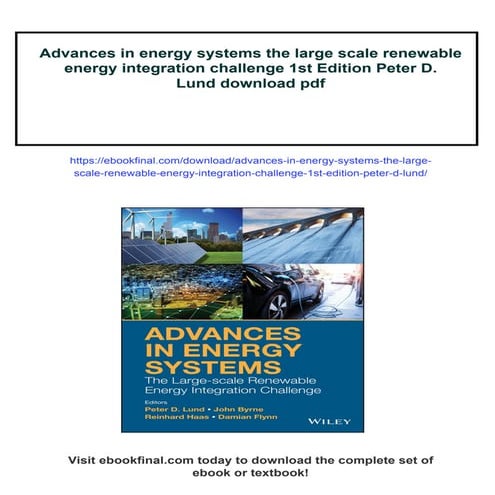 Advances in energy systems the large scale renewable energy integration ...