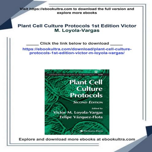 Plant Cell Culture Protocols 1st Edition Victor M. Loyola-Vargas | PDF