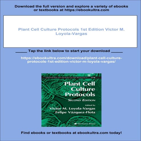 Plant Cell Culture Protocols 1st Edition Victor M. Loyola-Vargas | PDF