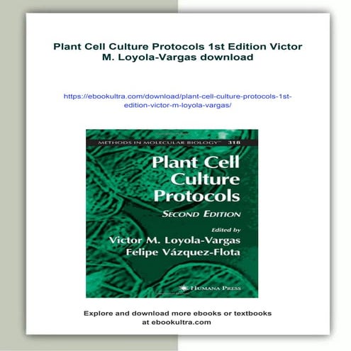Plant Cell Culture Protocols 1st Edition Victor M. Loyola-Vargas | PDF