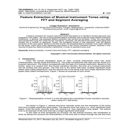 Feature Extraction of Musical Instrument Tones using FFT and Segment Averaging | PDF