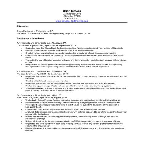 Brian Simoes Resume | PDF