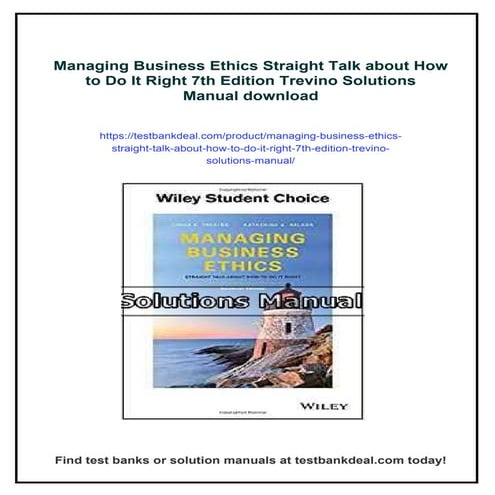 Managing Business Ethics Straight Talk about How to Do It Right 7th ...