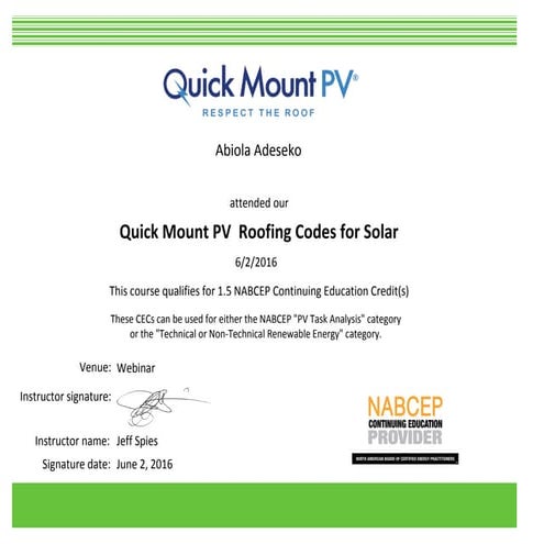Quick Mount PV Roofing Codes for Solar | PPT