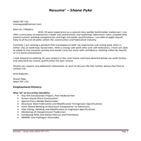 Shane Pyke Resume | DOCX