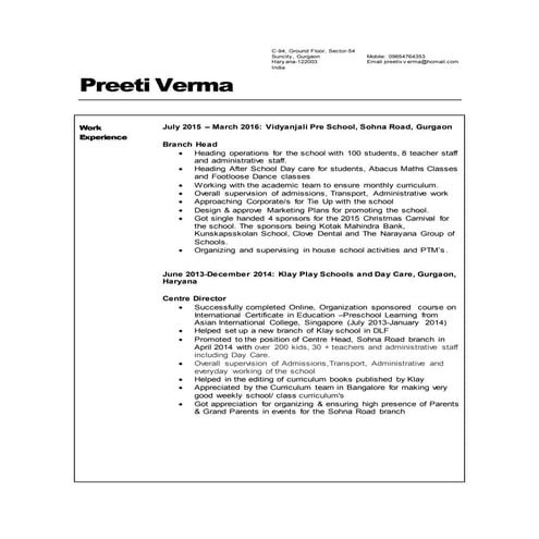 Preeti Resume | DOCX