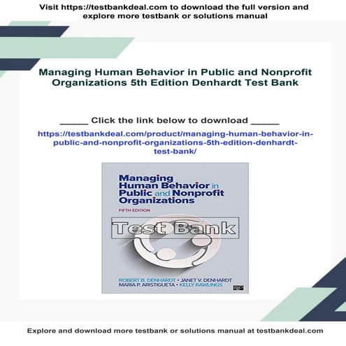 Managing Human Behavior in Public and Nonprofit Organizations 5th ...