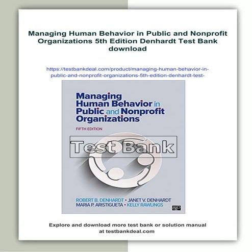 Managing Human Behavior in Public and Nonprofit Organizations 5th ...