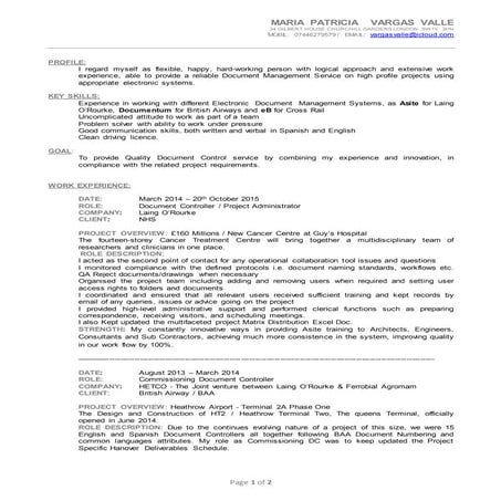CV - Nov - Document Controller - Maria Patricia Vargas Valle | DOCX