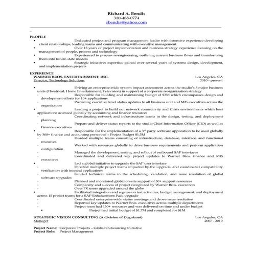 Rich Bendis Resume1 | PDF