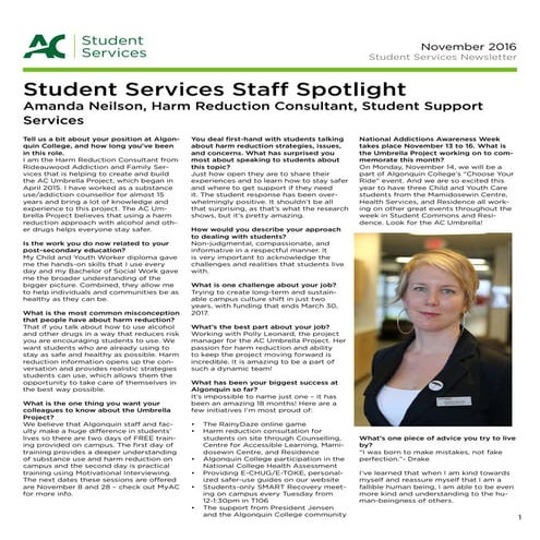 Student Services Spotlight-Amanda Neilson | PDF | Substance Abuse ...