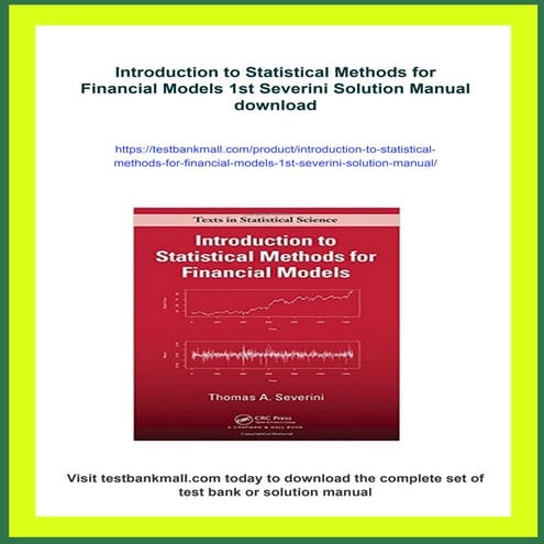 Introduction to Statistical Methods for Financial Models 1st Severini Solution Manual | PDF