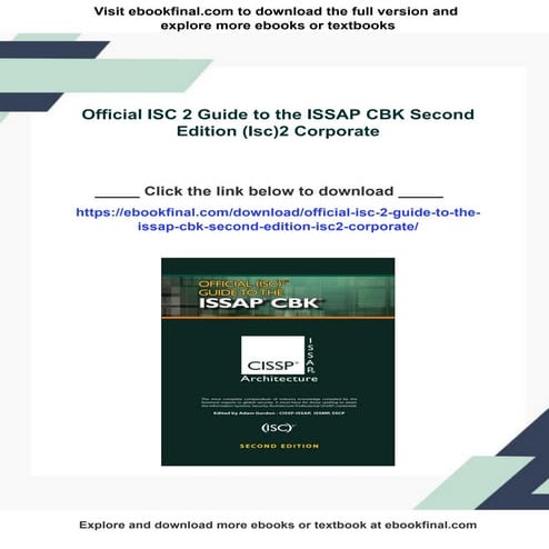 Official ISC 2 Guide to the ISSAP CBK Second Edition (Isc)2 Corporate | PDF