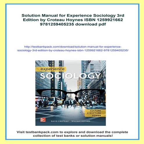 Solution Manual for Experience Sociology 3rd Edition by Croteau Hoynes ...