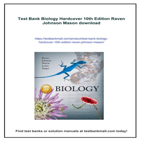 Test Bank Biology Hardcover 10th Edition Raven Johnson Mason | PDF