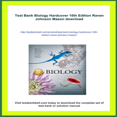 Test Bank Biology Hardcover 10th Edition Raven Johnson Mason | PDF