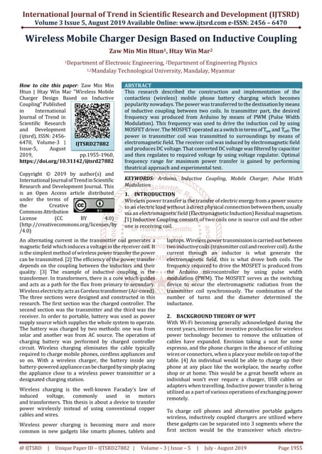 Wireless Mobile Charger Design Based On Inductive Coupling Pdf