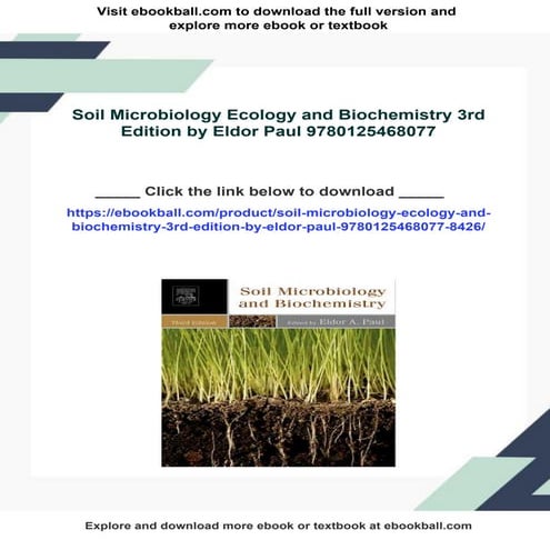 Soil Microbiology Ecology and Biochemistry 3rd Edition by Eldor Paul 9780125468077 | PDF