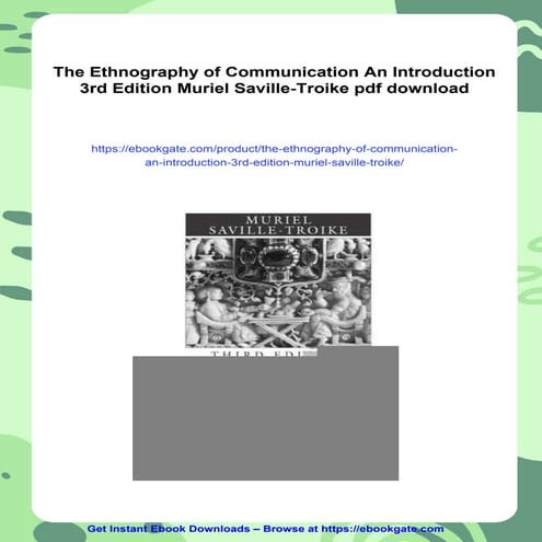 The Ethnography of Communication An Introduction 3rd Edition Muriel ...