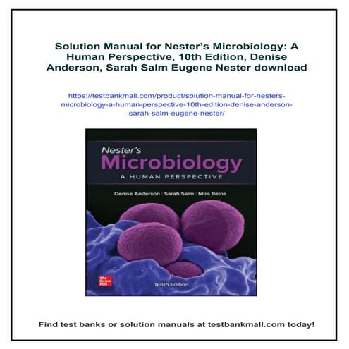 Solution Manual for Nester’s Microbiology: A Human Perspective, 10th ...
