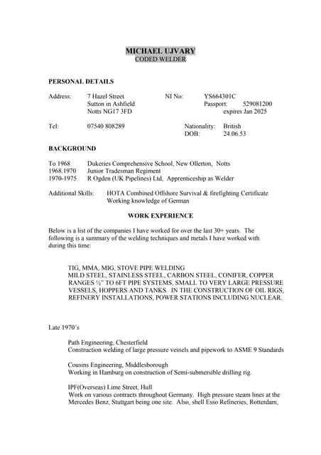 Simon Hewitt CV 2016 | PDF