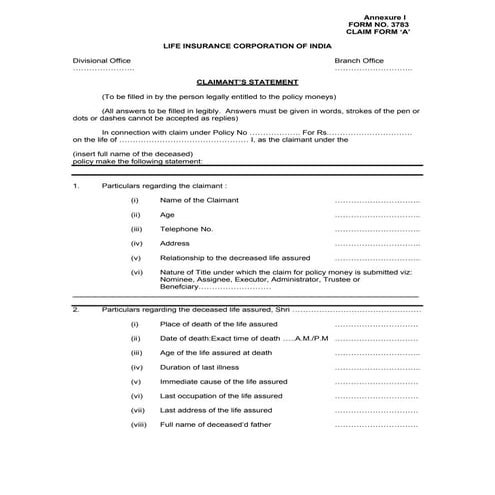 Claim Form | PDF | Life Insurance | Insurance
