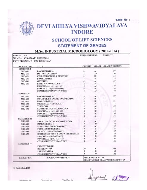 12th Grade Marksheet | PDF