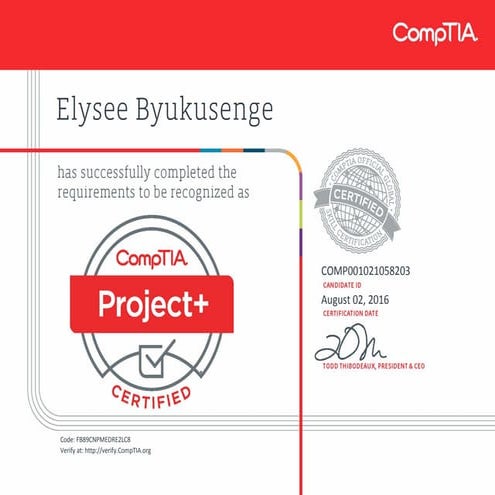 CompTIA Project+ certificate | PDF