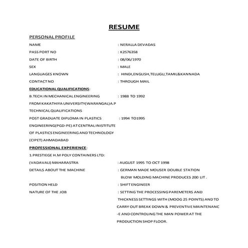 Vinod new resume | DOCX