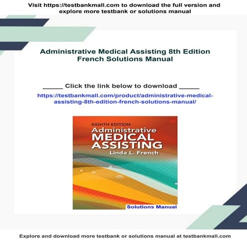 Administrative Medical Assisting 8th Edition French Solutions Manual | PDF